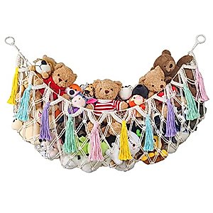 KIDDI MIDY Stuffed Animal Hammock, Nursery and Playroom Toy Storage Net Organizer for Plush Toys, Kids Bedroom Décor, Rip-Resistant Stuff Animals Holder with Hanging Hardware
