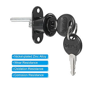 PATIKIL 19mm Drawer Locks with Keys, 3 Pack Zinc Alloy Office Drawer Lock Keyed Different for Furniture Showcase Locker, Black