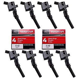 MAS Set of 8 Ignition Coil DG508 and Motorcraft Spark Plug SP493 compatible with Ford Lincoln Mercury 4.6L engines DG457 DG472 DG491 F523 3W7Z12029AA 1L2U12029AA 1L2U12A366A