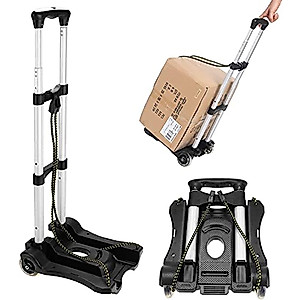 Coocheer Aluminum Folding Hand Trucks Portable Luggage Cart Lightweight Travel Hand Truck/Heavy Duty Hand Trucks (80LB)