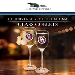 Heritage Pewter Oklahoma Sooners Glass Goblets – Set of 2 | 12 OZ Goblet Wine Glasses | Expertly Crafted Pewter Glass