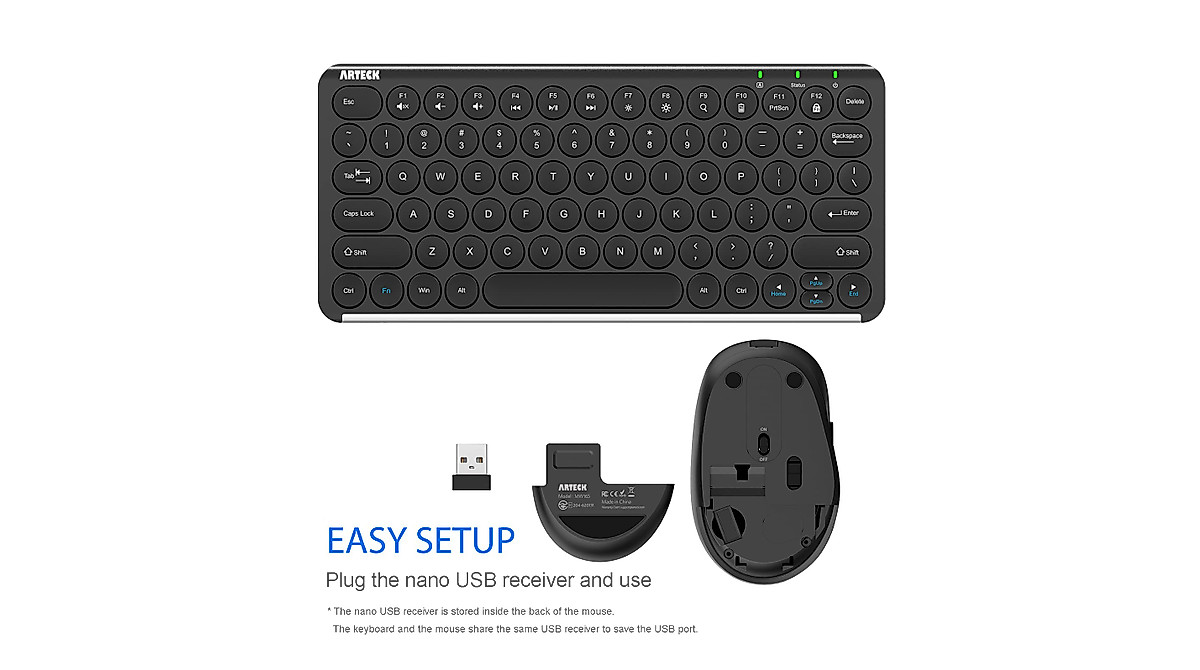 Arteck Wireless Keyboard & Mouse Combo - Slim, Rechargeable & Reliable