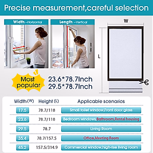 Coavas Window Privacy Film Frosted Glass Window Film Non Adhesive Static Cling Window Tint Film for Bathroom Door Vinyl Frosting Stickers Heat Control Home Winter Coverings(17.5 x 78.7 Inch, Pure)