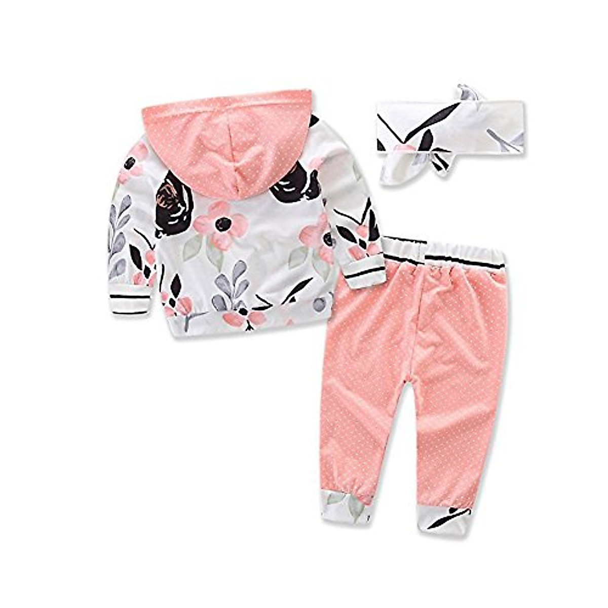 Askwind Baby Girls Floral Hoodie+ Floral Pant Set Leggings 2 Piece Outfits (12-18 Months, Pink)