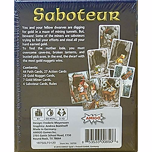 AMIGO Games Saboteur Strategy Card Game – The Adventurous Gold Mining Game Following Your Dwarves Through The Tunnels – Simple to Learn & Perfect for Family Game Night – Kids & Adults Ages 8+