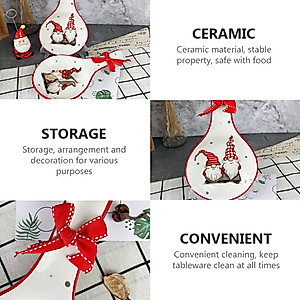 Luxshiny Ceramic Spoon Rest, Utensil Rest Spoon Rest For Stove Top, Cooking Spoon Holder With Decorative Bow Tie