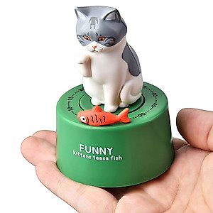 Golandstar Funny Cat Mechanical Timer 60 Minutes Kitchen Gadget Cooking Clock Loud Alarm Counters Manual Timer for Study (Orange) 6.5cm x 9.4cm GRB685 GRB685