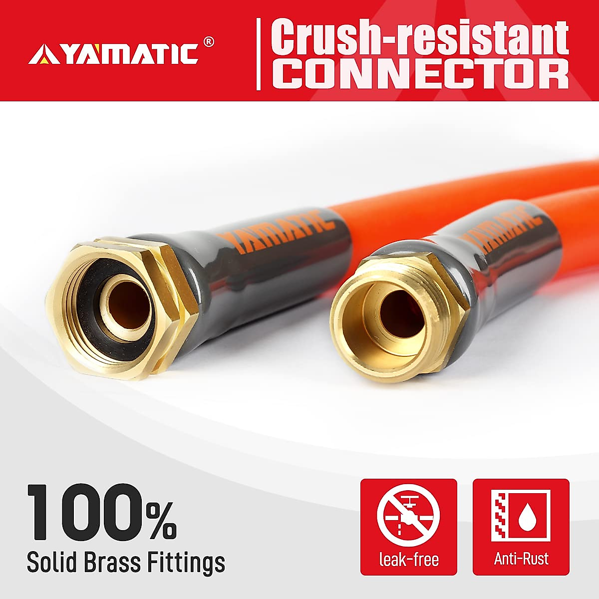 YAMATIC Heavy Duty Garden Hose 5/8 in x 50 ft with Swivel Fitting, Super Flexible Water Hose, All-weather, Lightweight, Burst 600 PSI