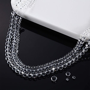 WILLBOND 1900 Pieces Glass Crystal Beads 4/6/ 8 mm Clear Rondelle Glass Crystal AB Spacer Beads for Jewelry Making DIY Craft Project Supplies, 15 Strands