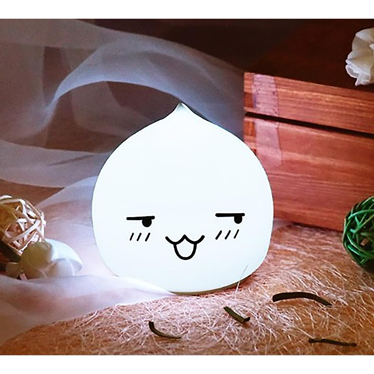 Night Light for Kids, Sweet Kawaii Lamp Dumpling Light, Cute Face Waterdrop Nightlight Great Gift Idea for Battery Powered Night Lights Silicone Portable Nursery for Baby Toddler Teen Bedrooms