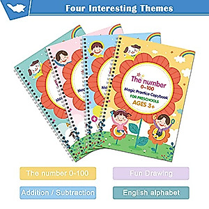 Hokeep Magic Practice Copybook For Kids Handwriting Practice Drawing Book Calligraphy Pens Set For Education Supplies Preschool Workbooks Age 3-5 (Extra Large)