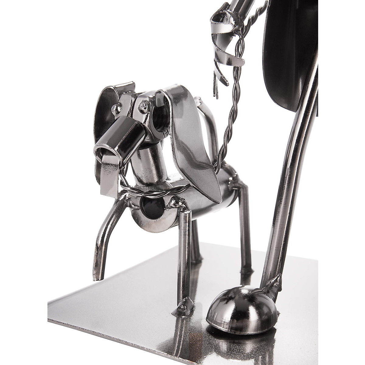 BRUBAKER Bottle Holder Wine - Couple with Dog - Decoration Object Metal - Bottle Stand with Greeting Card