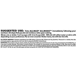 ALLMAX ALLMASS, Vanilla - 12 lb - Advanced Muscle Gainer - Up to 80 Grams of Protein Per Serving - 5:1 Carb-to-Protein Ratio - Zero Trans Fat - Up to 57 Servings