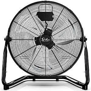 Simple Deluxe 20 Inch 3-Speed High Velocity Heavy Duty Metal Industrial Floor Fans , Black, 20"