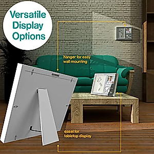 1Dino Premium Baby Handprint and Footprint Kit - 11.6” x 9.3" White/Grey Wood Baby Picture Frame - Includes 2X Air-dry Clay Pack for Baby Hand and Footprints - Baby Registry, Baby Shower Gifts