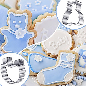 8 Pieces Cute Bear Cookie Cutters Baby Shower Vintage Cookie Cutter Bear Cookie Mould for Home Kitchen Baking Biscuit Bear Baby Shower Party Supplies
