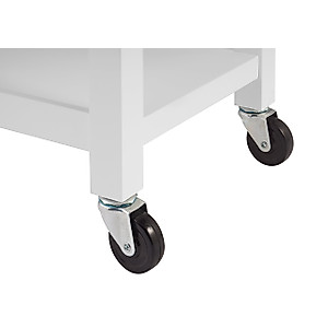 TRINITY 30-Inch Wood Kitchen Coffee Cart with Wheels, Two Shelves, and Rubberwood Work Surface for Kitchen Storage and Food Preparation, 30” W x 18” D x 35” H