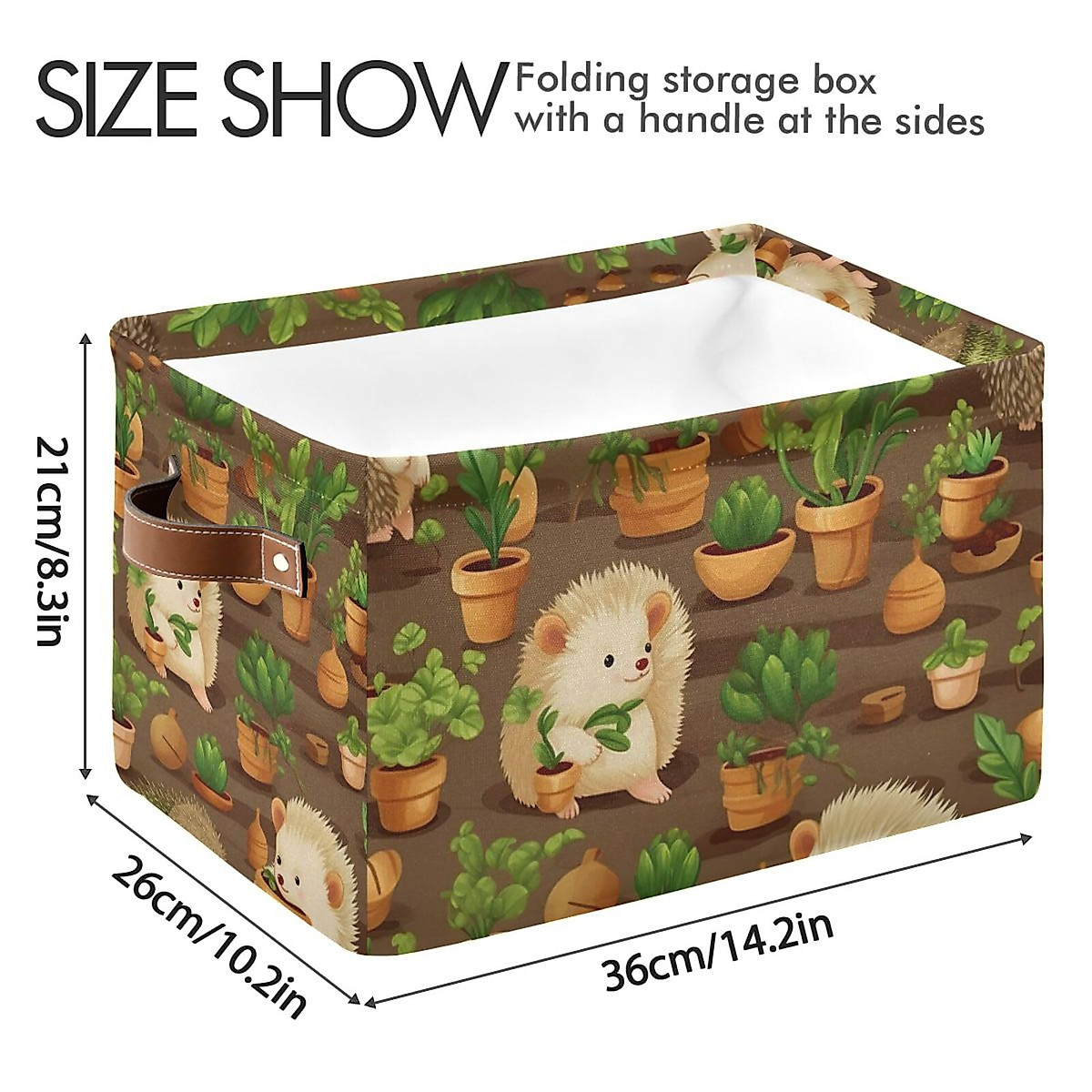WELLDAY 1PCS Storage Basket Hedgehogs Pattern Large Foldable Storage Bin Cube Collapsible Organizer