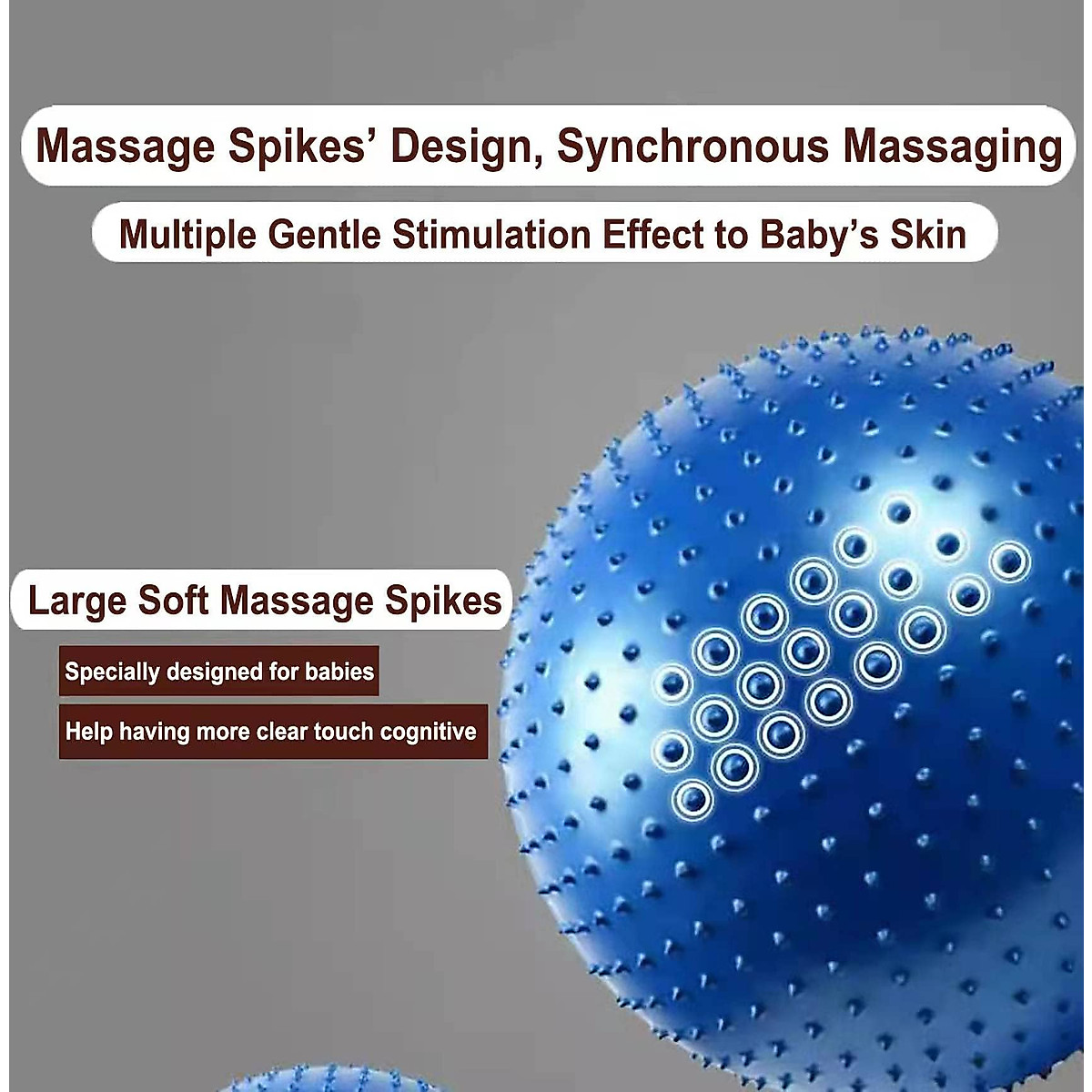 Large Sensory Massage Ball for Kids, 33.5" 85CM Bouncy Exercise Ball for Toddlers, Big Inflatable Ball with Tactile Spikes, Outdoor Ball Pool Ball Yoga Ball, Large Beach Ball (1 SET BLUE BALL)