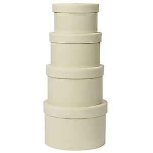 GnFlus Round White Gift Boxes with Lids for Presents Set of 4 Velvet Nesting Gifts Box for Arrangements Flowers Wedding Birthday Valentines Bridesmaid Christmas Party Anniversary