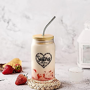 Sister Gifts from Sister, Birthday Gifts For Sister - Best Funny Bday Presents For Big Sister, Little Sister, Sister In Law, Sibling, Soul Sister, Best Friend, Bestie, Women - 16 Oz Coffee Glass