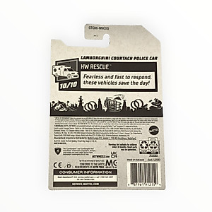 Hot Wheels Lamborghini Countach Police Car - Rescue 10/10 - White 247/250