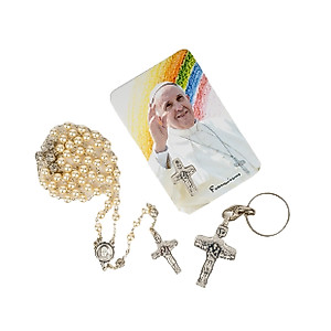 Cana Collection Pope Francis Rosary Keyring and Card Vedele Made in italy