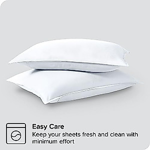 Bare Home Standard Pillow Shams - Set of 2 - Premium 1800 Ultra-Soft Microfiber - Double Brushed - Bed Pillow Shams (Standard Pillow Sham Set of 2, White)