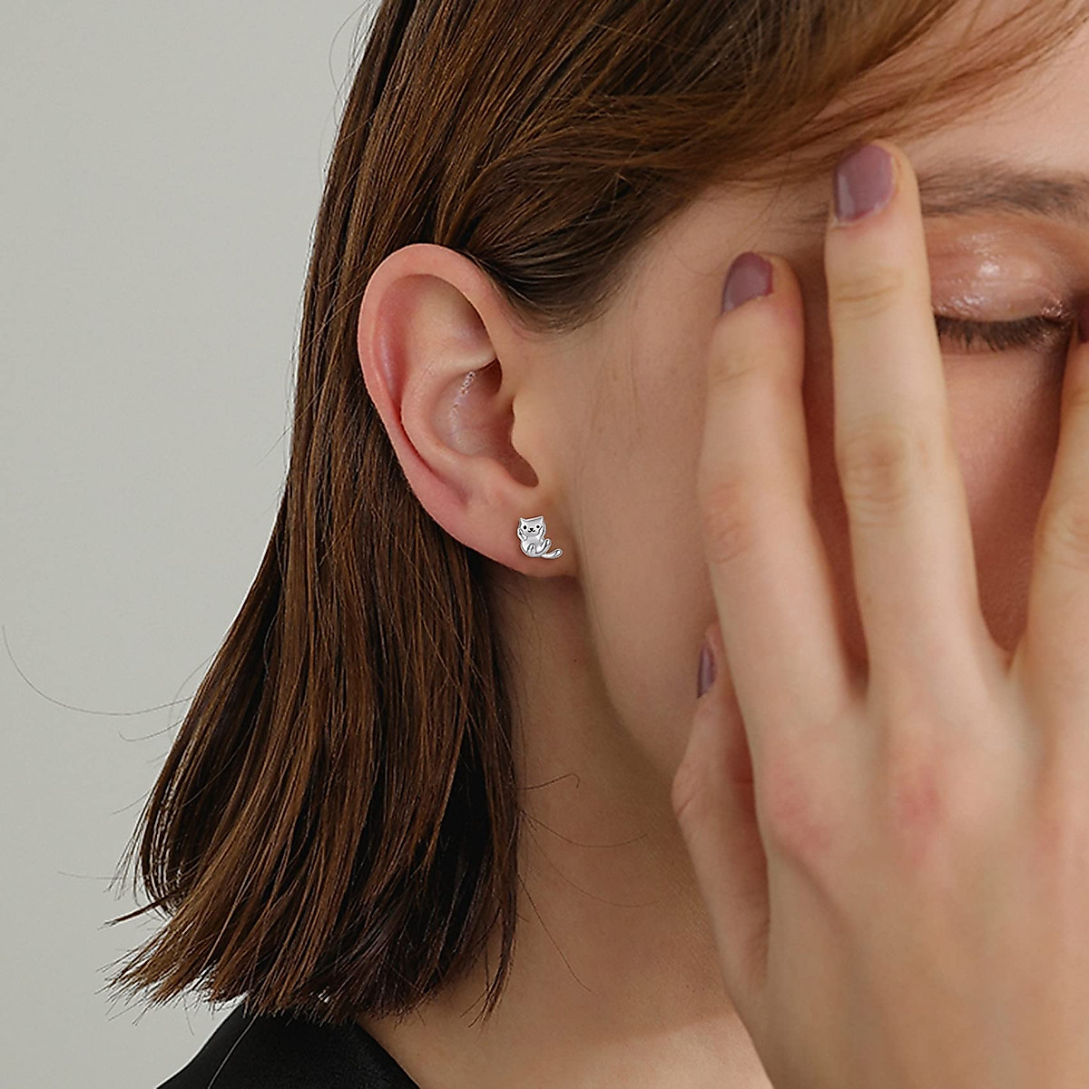 JUSTKIDSTOY Cat Earrings S925 Sterling Silver Cute Animal Kitten Stud Earrings cat Jewelry Gifts for Women Girls Hypoallergenic Earrings for Sensitive Ears