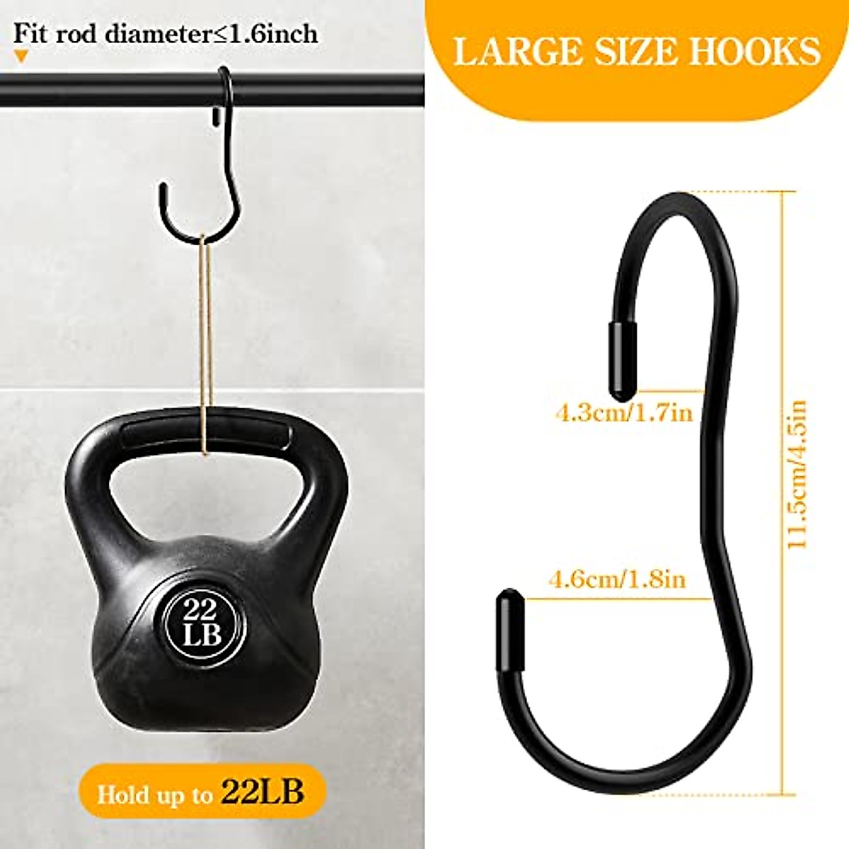 Fitnice 10 Pack Purse Hanger for Closet, S Hooks for Hanging Twisted Purse Hooks Heavy Duty S Hooks Handbag Hanger Organizer Space Saving Closet Rod Hooks for Clothes, Bags, Plants, Pans, Pots (Black)
