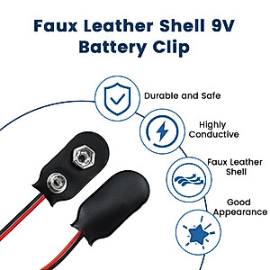 SDTC Tech 3 Pack 9V Battery Snap to 2-Pin PH2.0 Connector Cable I Type Battery Clip Lead Wire (15cm)