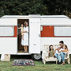 OCCdesign Durable Burlap Camper Rug Mat -Welcome to Our Camper The Friendship is Free Tree -Decorative Camp Doormat for Motorhomes,RV Camping -27.5X17 inches