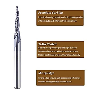 SpeTool 5Pc/Pack Tapered Cone 1/8 End Mills 0.5MM Cutting Radius(1.0mm Diameter) 3D Wood Engrave CNC Router Bits Tools