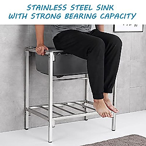 Commercial Utility Sink 304 Stainless Steel Free Standing Camping Sink with Faucet Storage Shelve,Outdoor Kitchen Washing Station for Garage Farmhouse