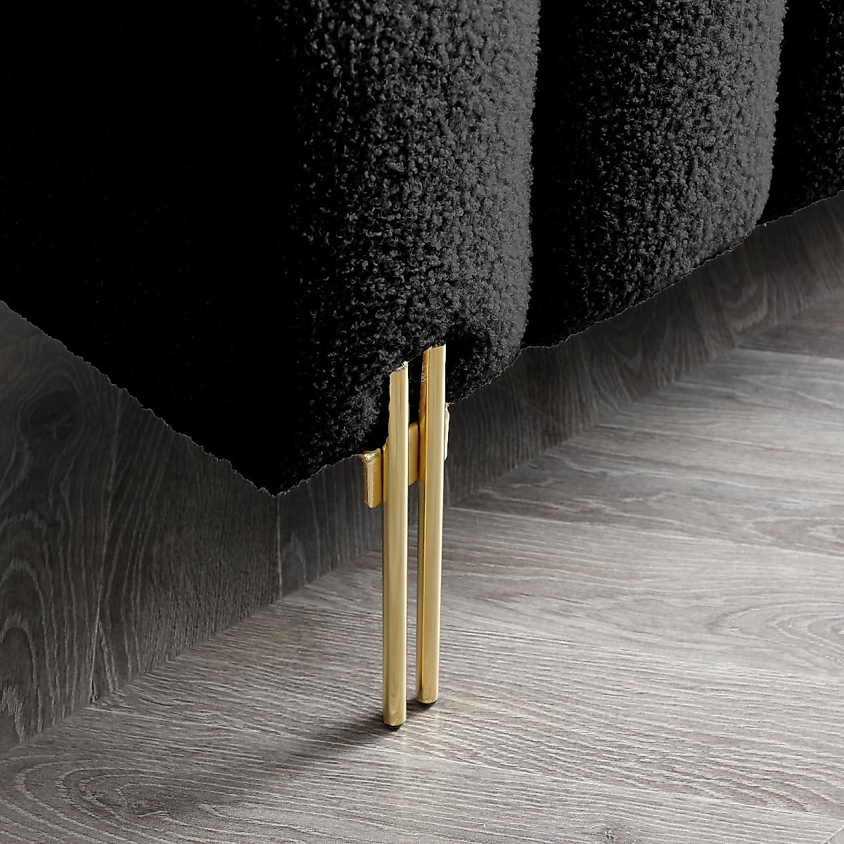 FUQIAOTEC 53" Modern Loveseat Sofa Couch, Sherpa Upholstered Accent Sofa with Adjustable Backrest, Small Space End of Bed Bench Sofa Stool for Bedroom/Apartment/Office (Black)