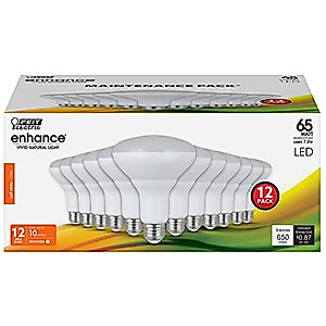Feit Electric BR30 LED Light Bulb, 65W Equivalent, Dimmable, 650 Lumens, E26 Standard Base, 2700K Soft White, 90 CRI, Recessed Can Light Bulbs, 12-Year Lifetime, BR30DM927CA10K/MP/12, 12 Pack