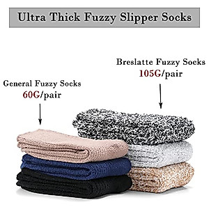 Breslatte Ultra Thick Longer Slipper Socks for Women Non Slip Socks Womens Hospital Socks with Grippers for Women Grippy Socks 3pair lightcolor