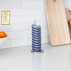 Tumbler Lid Organizer for Cabinet & Countertop - Slim Space-Saving Lid Holder with 9" Sturdy Bar & Weighted, Non-Slip Base - Vertical Storage Cup Lid Organizer - Collapsible Lid Rack for 10 Lids