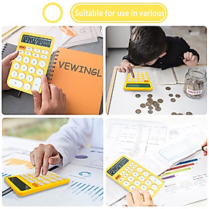 Standard Calculator 12 Digit,Desktop Large Display and Buttons,Calculator with Large LCD Display for Office,School, Home & Business Use,Automatic Sleep,with Battery,with Battery (Yellow and White)