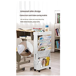 Bookshelves and Bookcases on Wheels: Rolling File Folder Rack & Office Shelf Organizer - Movable Bookshelf for Kids Room, Home School Classroom & Bedroom-Desk Organizers and Storage to Organize Home