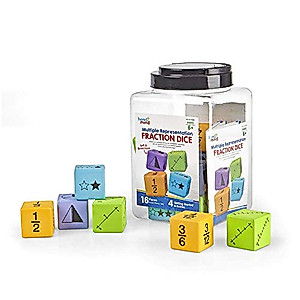 hand2mind - 91268 Multiple Representation Fraction Foam Dice for Kids, Fraction Math Manipulatives, Fun Teacher Supplies For Classroom, Creative 4th Grade Math Games, Homeschool Supplies (Set of 16)