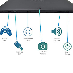 Azpen 10 Inch Android 10 OS Google Certified Tablet Dual Cameras HD 1280 x 800 IPS Display 2GB RAM 32GB Storage Bluetooth GPS