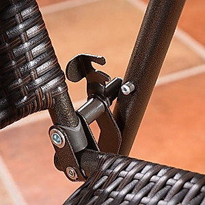 Tangkula 4 Piece Folding Patio Chairs, Lightweight Portable Foldable Space Saving Wicker Chair with Armrest & Footrest, Suitable for Lawn Patio Beach Garden Deck (26x22.5x42.5)