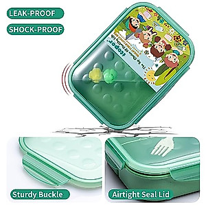 Itopor® Lunch Box,Ideal Leak-Proof Bento Box for Kids & Adults,Natural Wheat Fiber Material,Mom's Top Choice,Kids Lunch Box No BPA & Dyes,Portable & Durable Lunch Container for Family(Green)