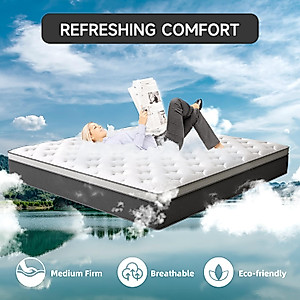 Hohamn Full Size Mattress, Gel Memory Foam Hybrid Mattress in a Box, Individual Pocket Springs, Supportive & Pressure Relief, Good Springback, Breathable Full Mattresses