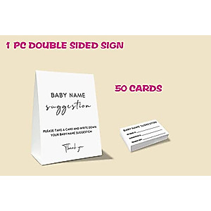 Yuansail Baby Name Suggestion For Baby Shower Games, White Name Suggestion Game Card, Party Favors Supplies Decorate For Baby Showers Game Cards, 1 Sign & 50 Cards Per Pack –(bbname-001)