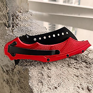 ALBATROSS Folding Pocket Knife, 3" Black Blade, 4.75" Aluminum Handle with the skull pattern, Liner Lock (Red)