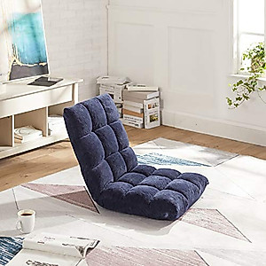 Amazon Basics Adjustable 14-Position 41-inch Memory Foam Floor Chair - Navy, 41.3"D x 21.3"W x 6"H