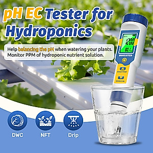 HOICATED Digital Salinity Tester for Saltwater Pool Salt Tester pH Meter for Swimming Pool Hot Tub Spa Koi Pond Aquarium PPM EC Meter for Hydroponic Nutrient TDS Meter for Drinking Water RO System