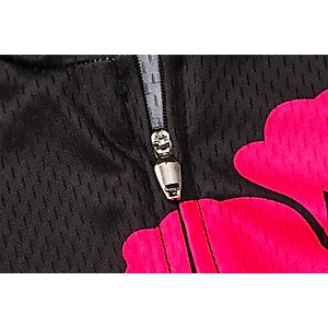 Cycling Jersey Shorts Set Womens Bike Jersey Suit Zip Shirts Short Sleeve Road Bicycle Clothing Pro Team Racing MTB Tops Bottom for Ladies Female Breathable Summer Black Set Size L